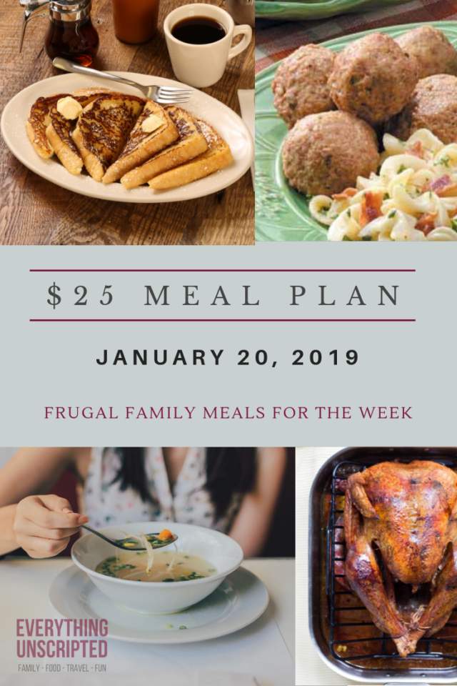 A $25 Meal Plan - January 20th - Frugal Meals On A Budget